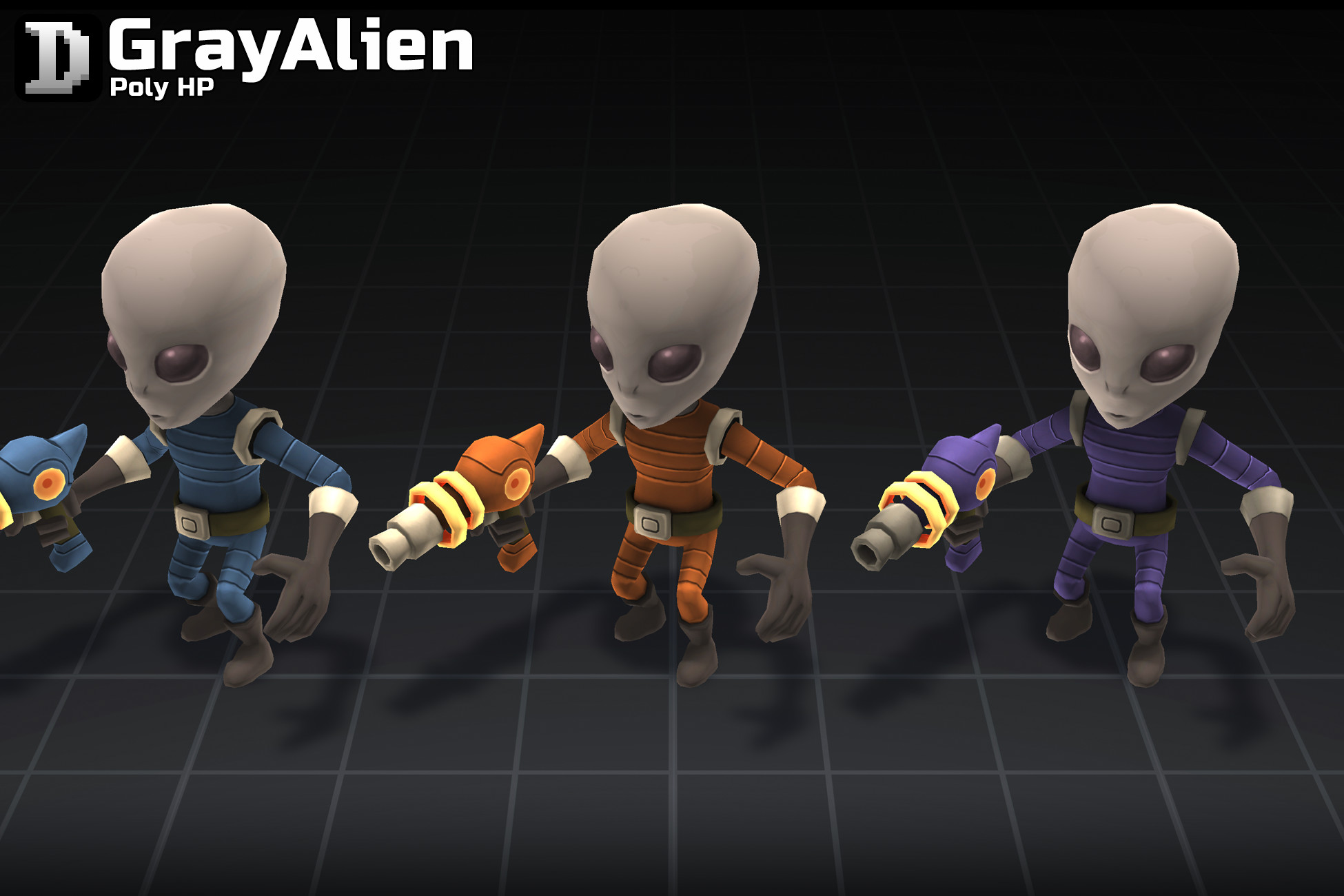 Poly HP - GrayAlien | 캐릭터 | Unity Asset Store