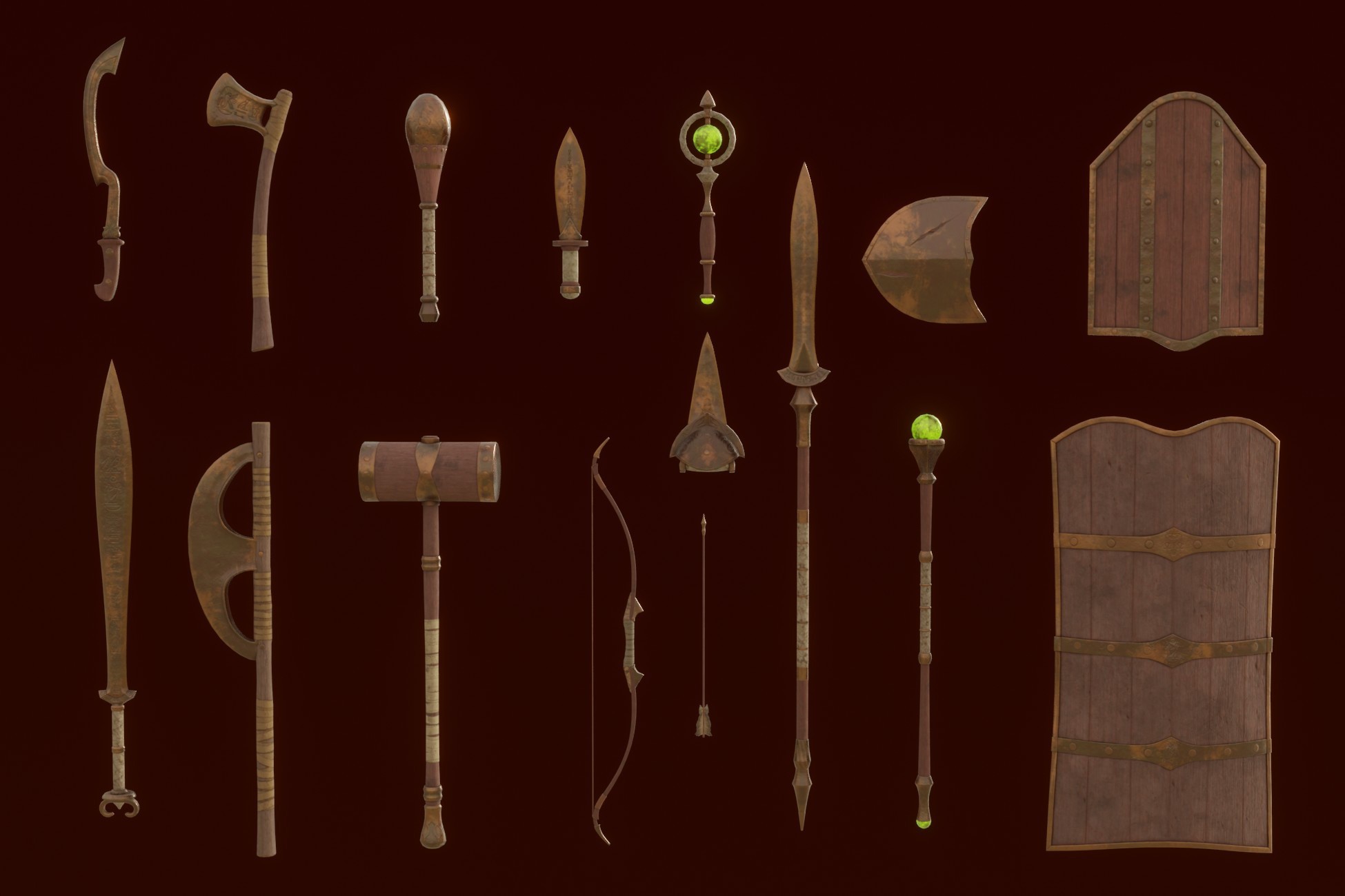 Copper Fantasy Weapon Set | 3D | Unity Asset Store