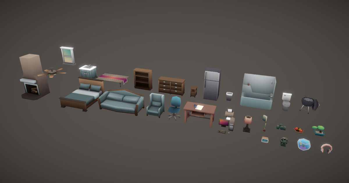 Low Poly Household Props | 3D Interior | Unity Asset Store