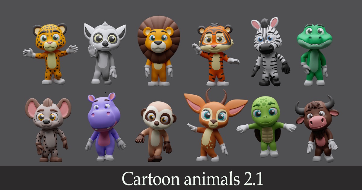 Cartoon characters animals 2 01 | 3D Animals | Unity Asset Store