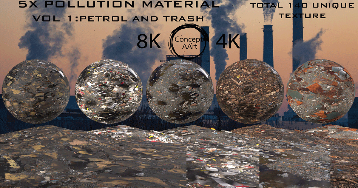 POLLUTION VOL1:PETROL AND TRASH | 2D Textures & Materials | Unity Asset ...
