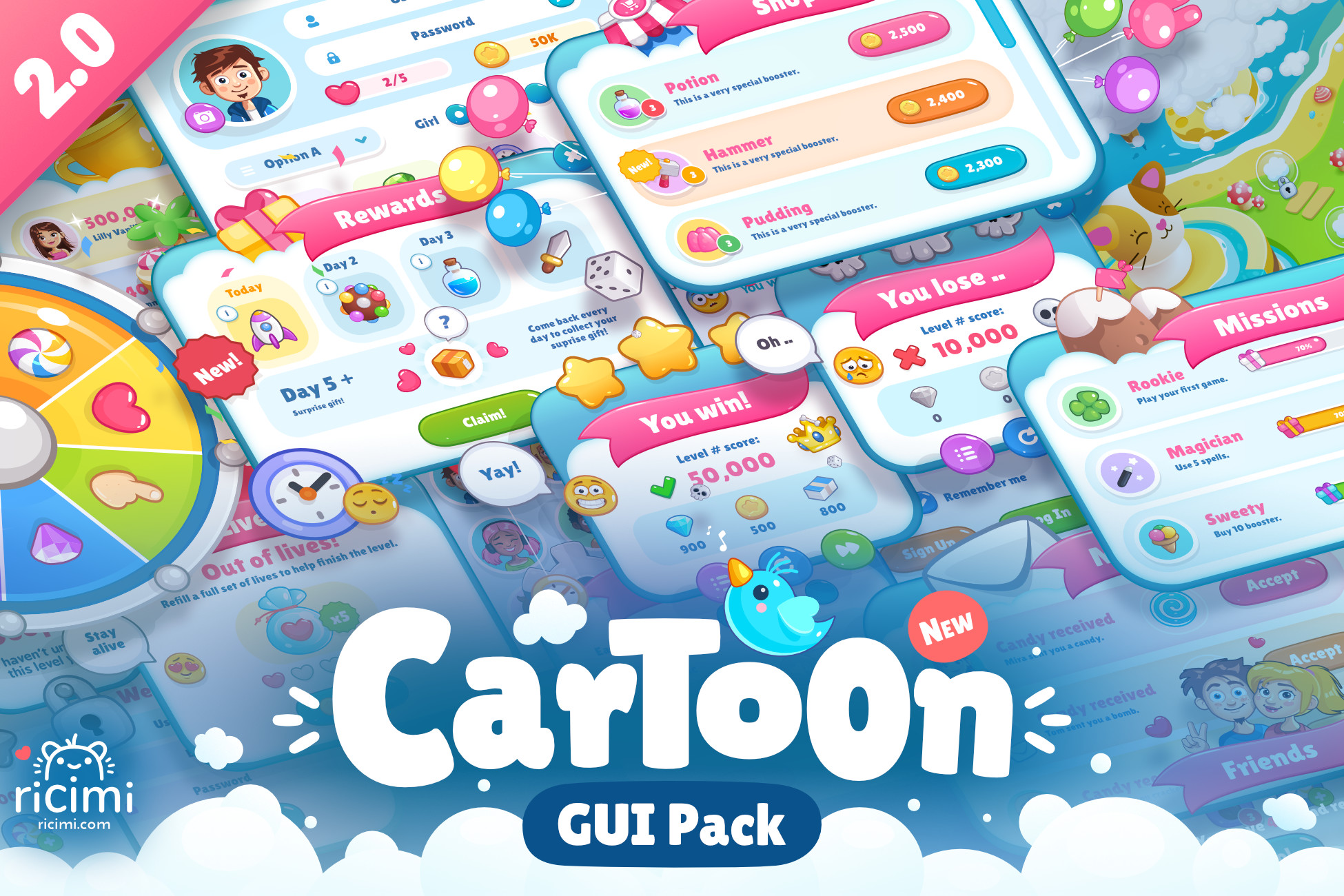 Cartoon GUI Pack | 2D GUI | Unity Asset Store