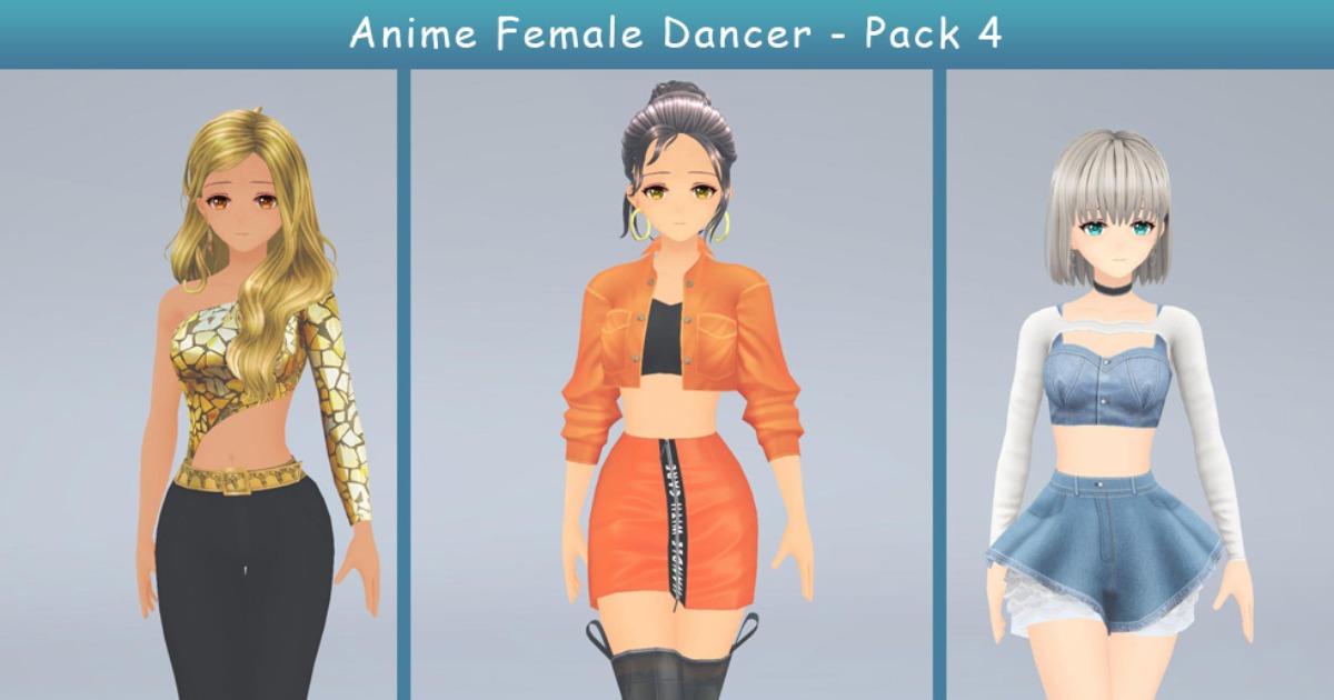 Anime Female Dancer - Pack 4(3 outfits) | Characters | Unity Asset Store