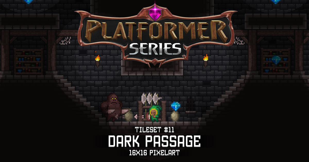 2D Platformer Tileset Dark Passage 16x16 Pixelart | 2D Environments ...