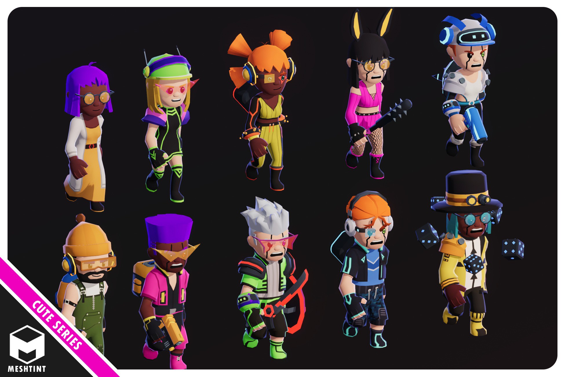Modular Cyberpunk Characters Pack Cute Series | Characters | Unity ...