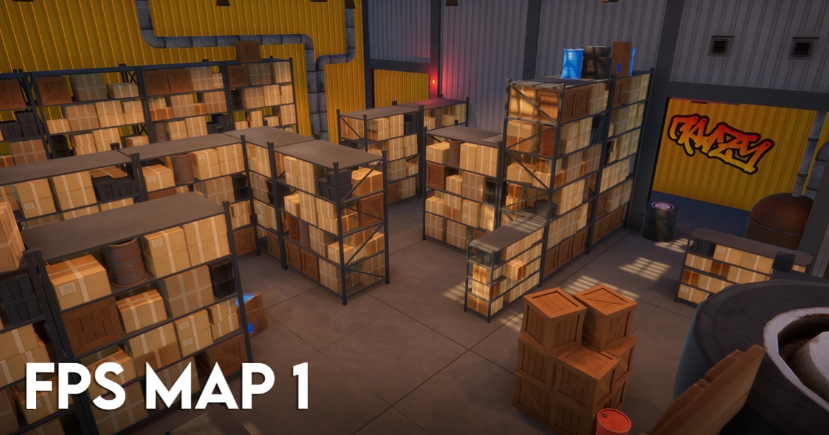 Stylized Low Poly FPS Map 1 - Warehouse | 3D Industrial | Unity Asset Store