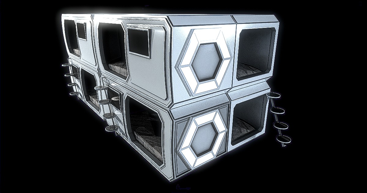 Futuristic Capsule Beds Sci-fi - BananaMonkey | 3D 가구 | Unity Asset Store