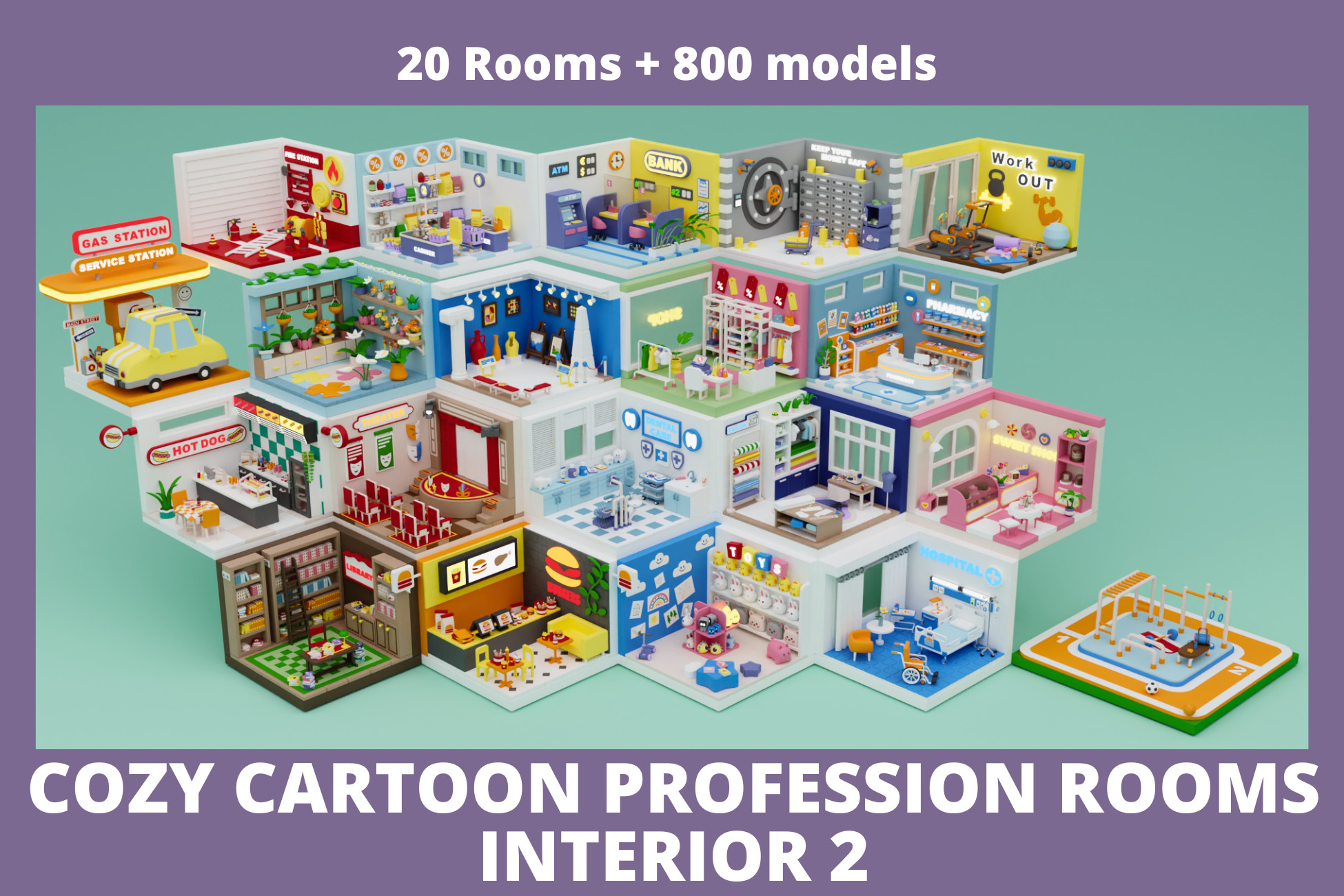 Cozy Cartoon Profession Rooms Interior 2 | 3D Interior | Unity Asset Store