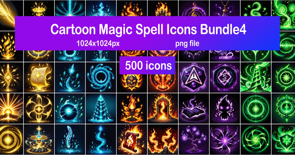 Cartoon Magic Spell Icons Bundle4 | 2D Icons | Unity Asset Store