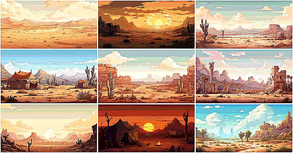 BACKGROUND - Pixel Desert 1 | 2D Environments | Unity Asset Store