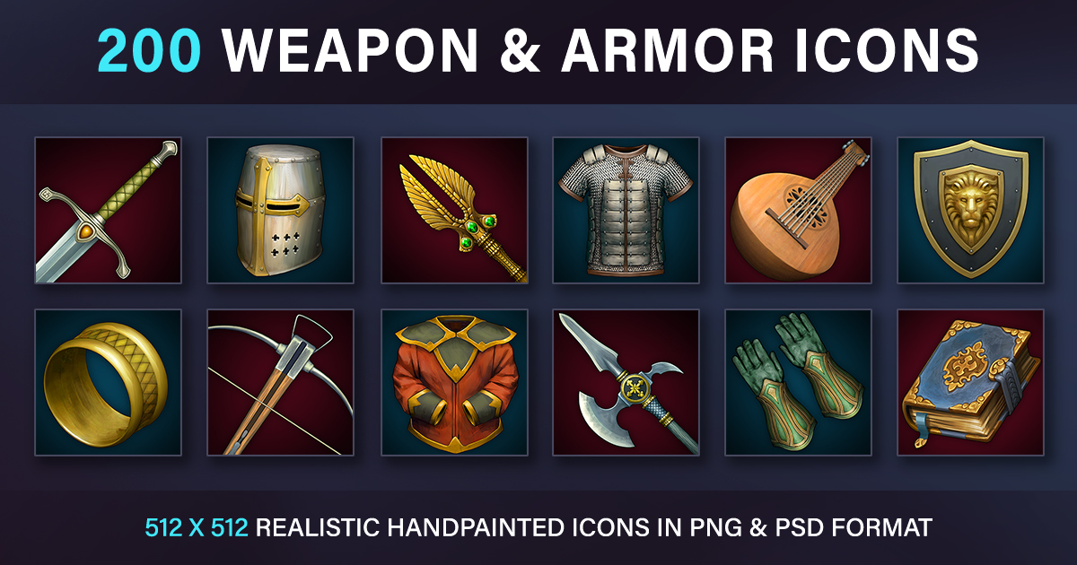 Weapon Armor And Equipment Icons | 2D Icons | Unity Asset Store