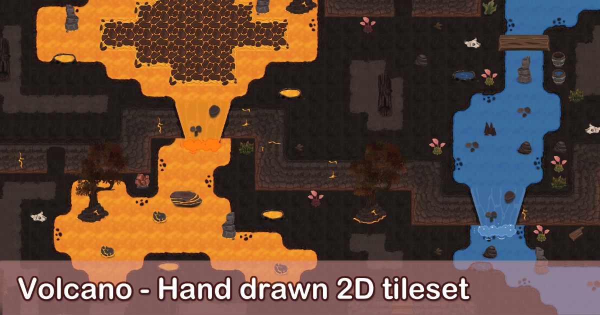Hand Painted Tileset - Volcano 2D | 2D Environments | Unity Asset Store