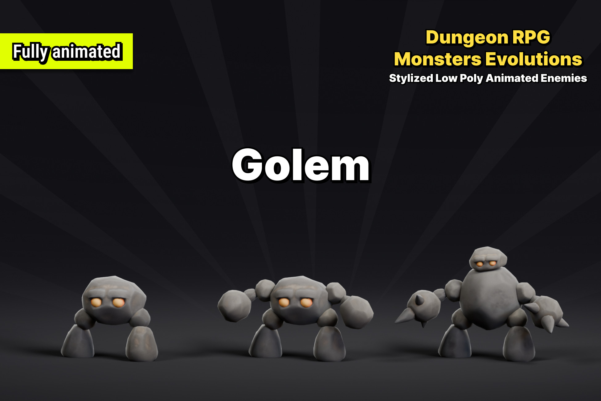 Golem | Dungeon RPG Monsters Evolutions – Stylized Low Poly Animated ...