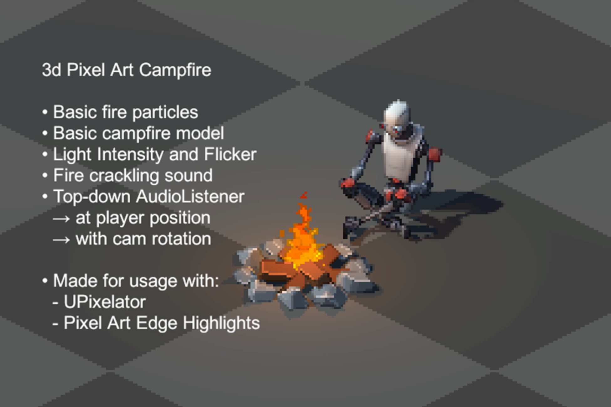 UPixelator - Campfire (3d Pixel Art) | 3D Exterior | Unity Asset Store