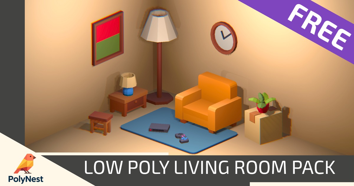 FREE Demo: Low Poly Living Room Props Demo (12 Assets) - Cozy Style ...