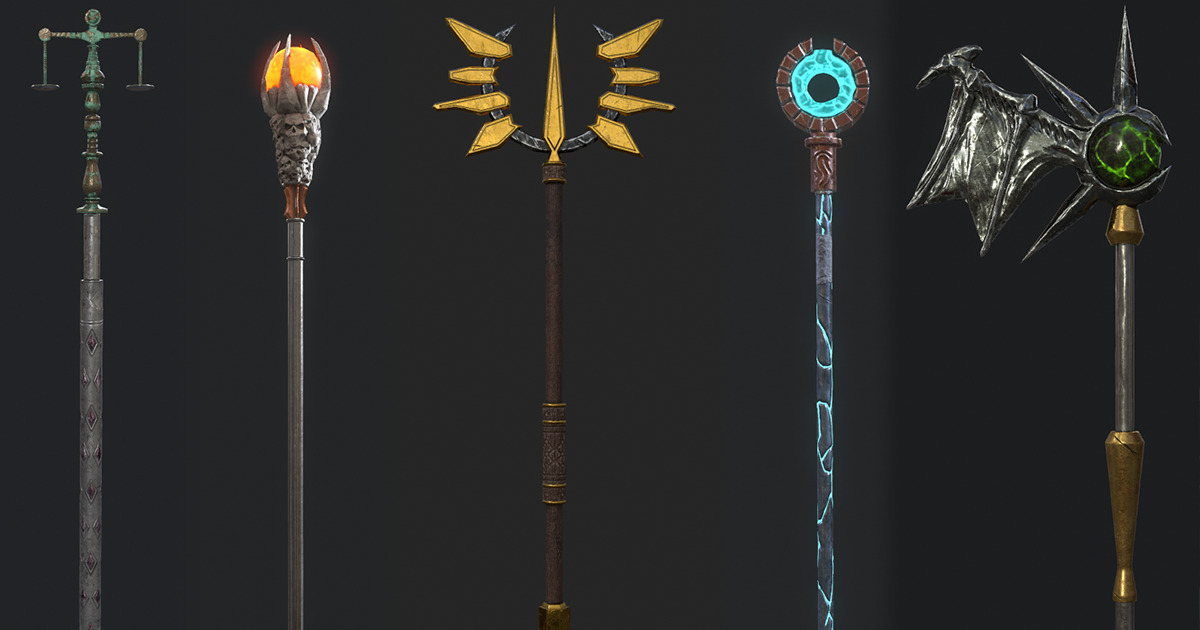 5 Fantasy Stylish Staff | 3D Weapons | Unity Asset Store