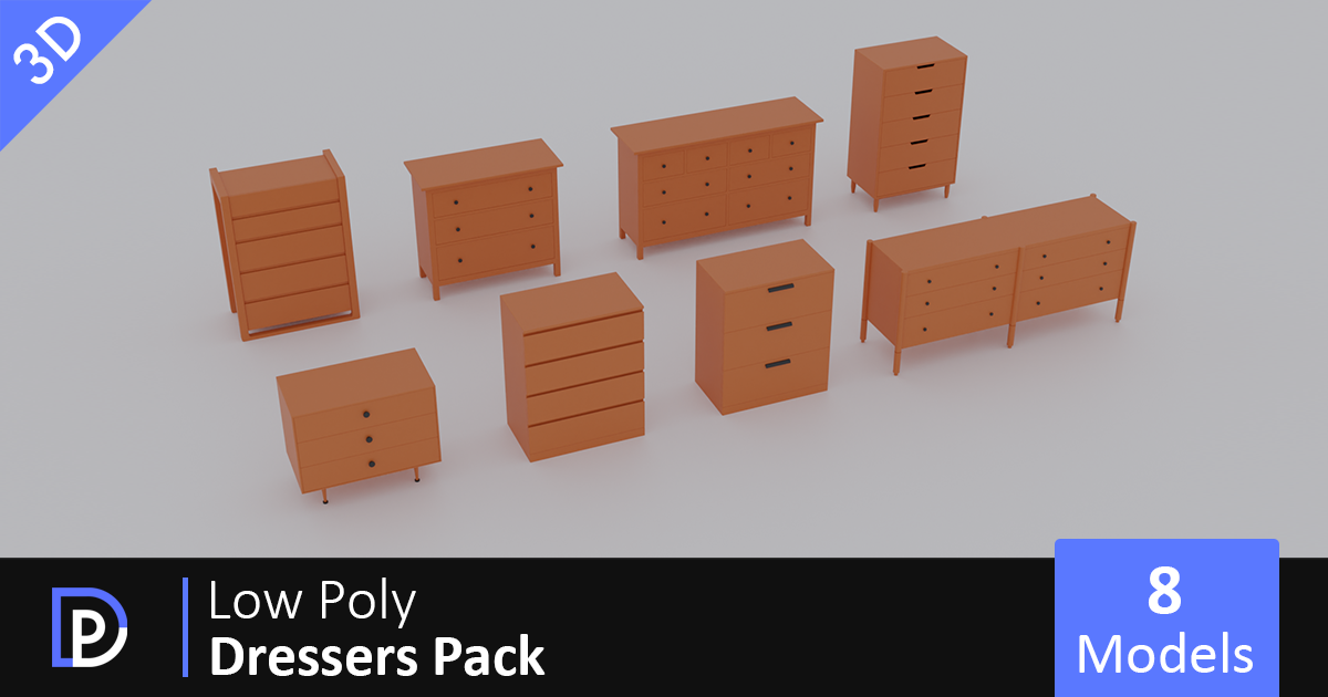 Low Poly Dressers Pack V1 | 3D Furniture | Unity Asset Store