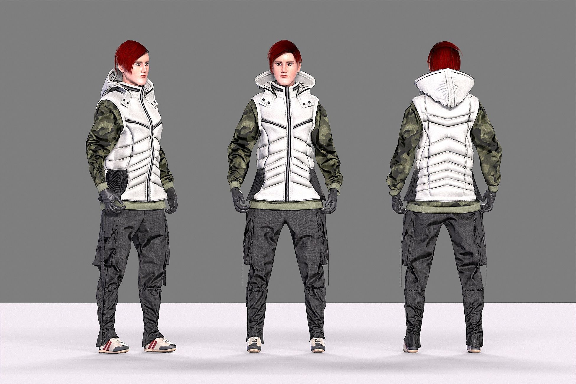 Sport woman with red hair in jacket and cargo pants | キャラクター | Unity ...