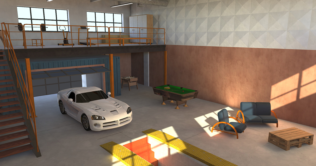 Garage Interior Man's Den | 3D Urban | Unity Asset Store