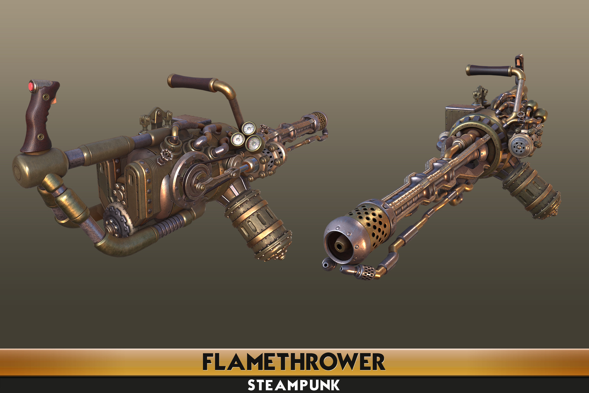 The SteamPunk Flamethrower | 3D Guns | Unity Asset Store