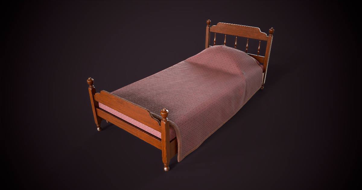 Old vintage single bed | 3D Furniture | Unity Asset Store