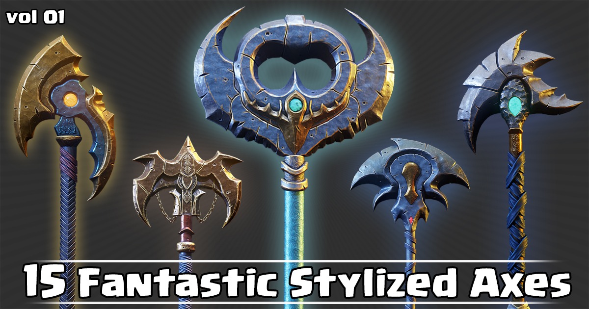 15 Stylized_Axes_VOL01 | 3D Props | Unity Asset Store