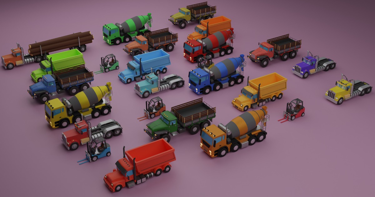 Vehicle Pack - Multi Purpose Truck Pack - Low Poly 3D | 3D Land | Unity ...
