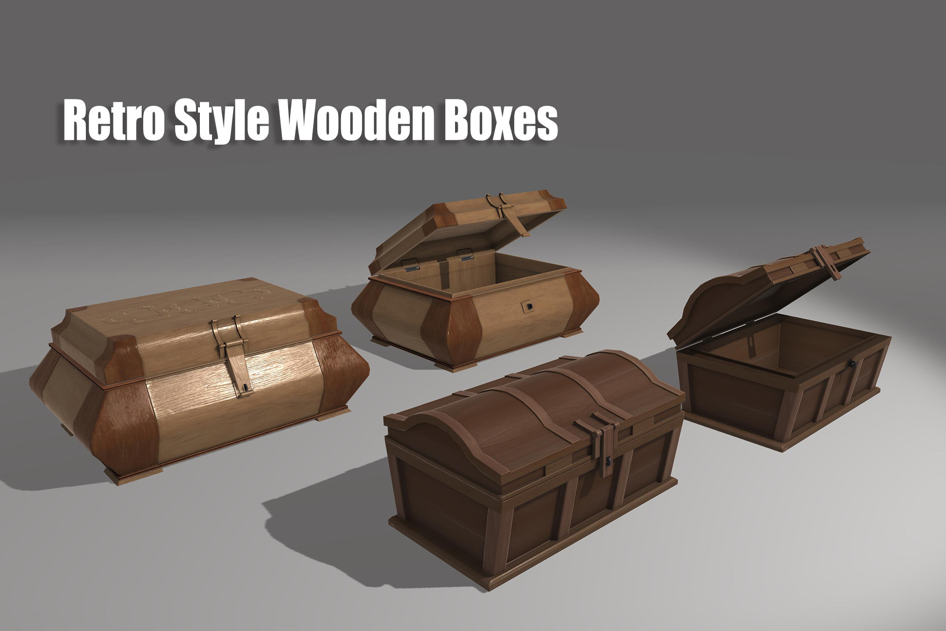 Retro Style Wooden Boxes | 3D Interior | Unity Asset Store