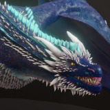 Realistic Blue Wyvern Animated Game-ready Low-poly 3D Model
