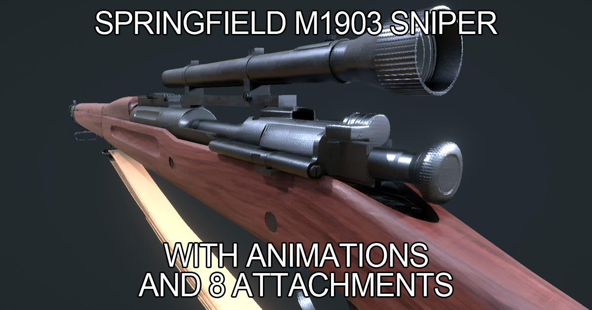 Springfield M1903 Sniper with Attachments | 3D Guns | Unity Asset Store