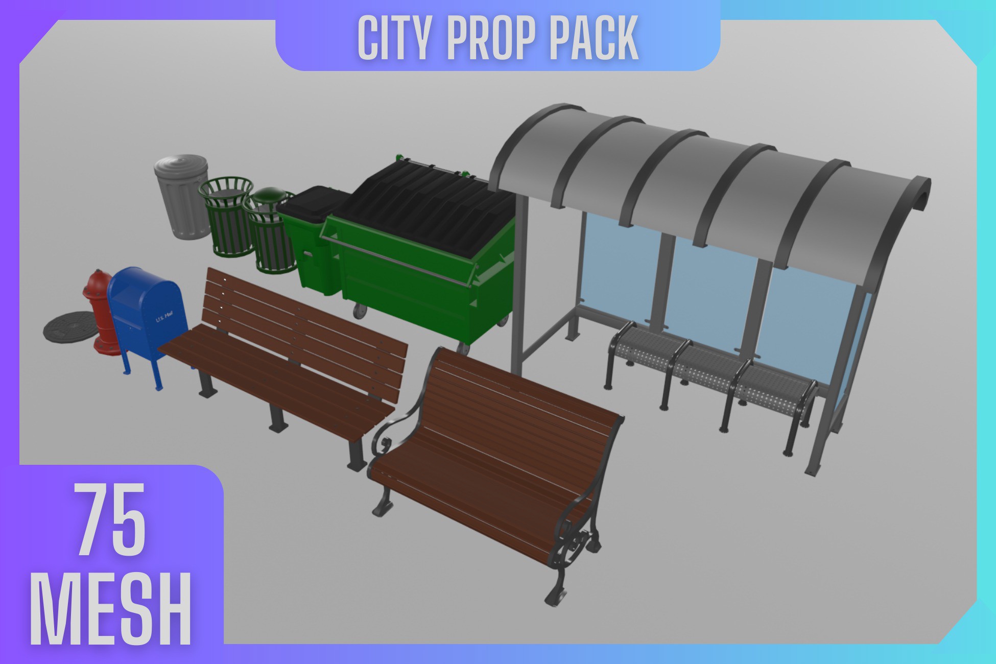 Low Poly City Prop Pack | 3D 소품 | Unity Asset Store