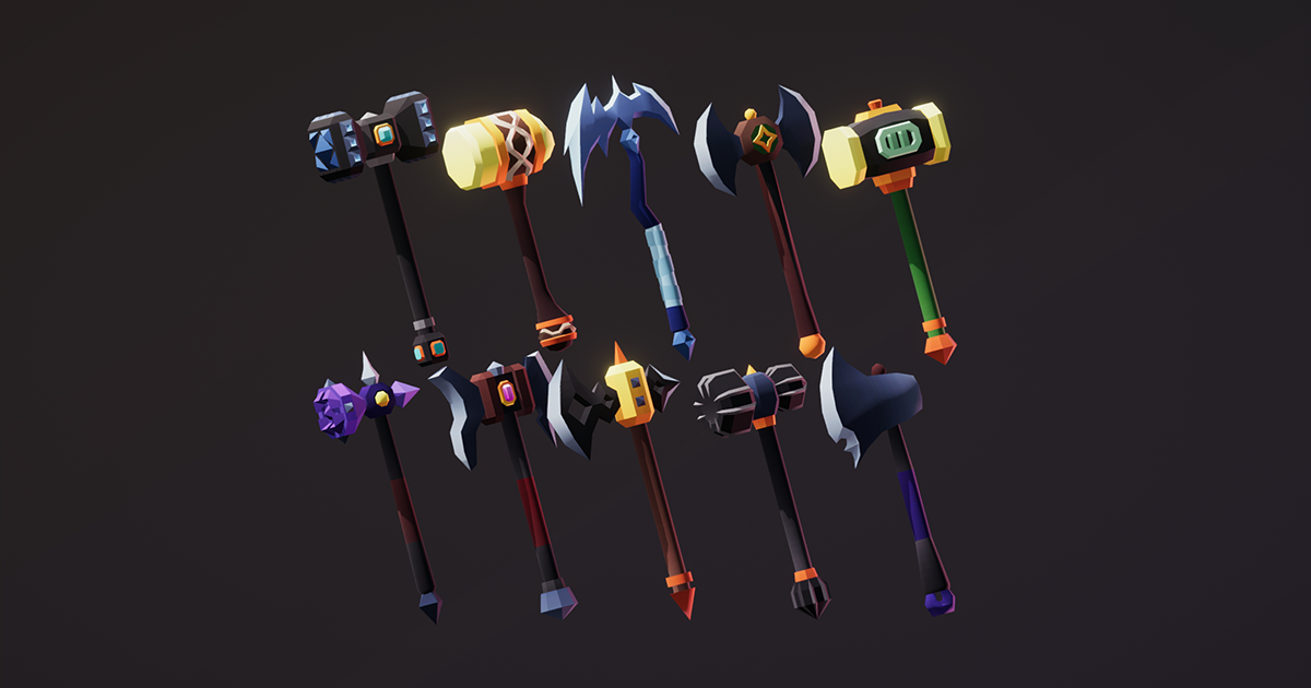 Axes and Hammers Pack Cute Series | 3D Weapons | Unity Asset Store