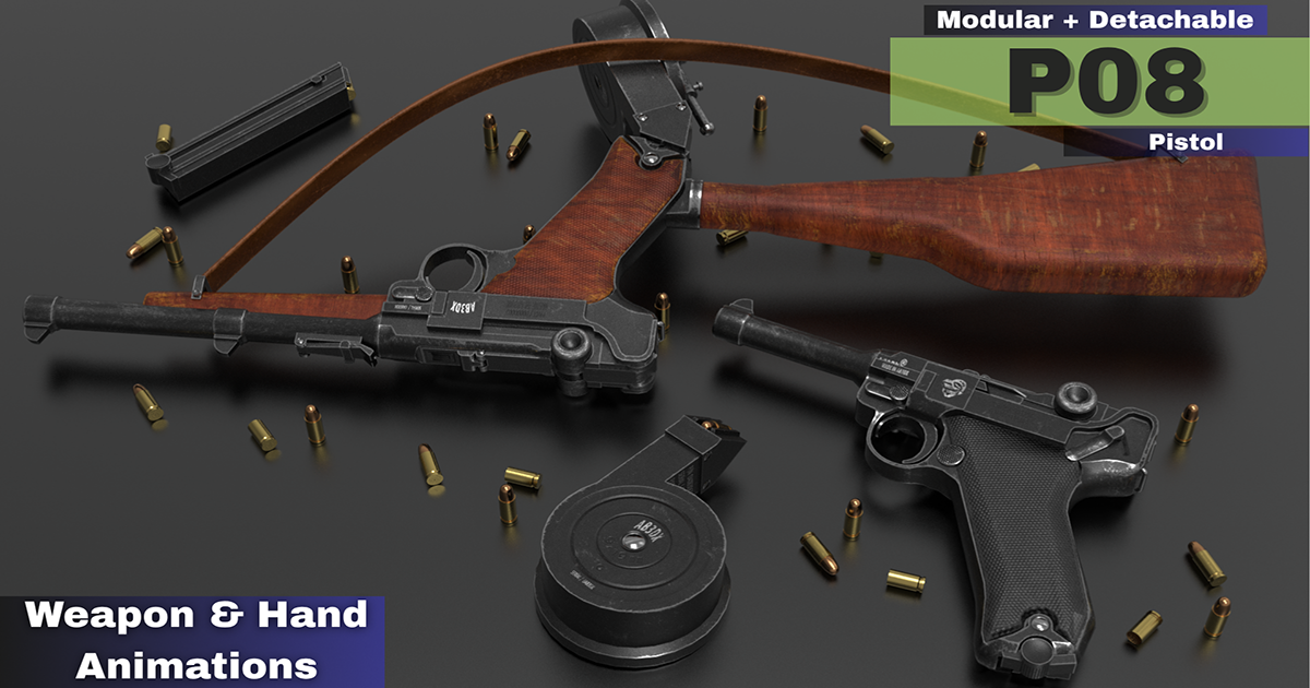 P08 Pistol (Fps - Tps) | 3D Weapons | Unity Asset Store