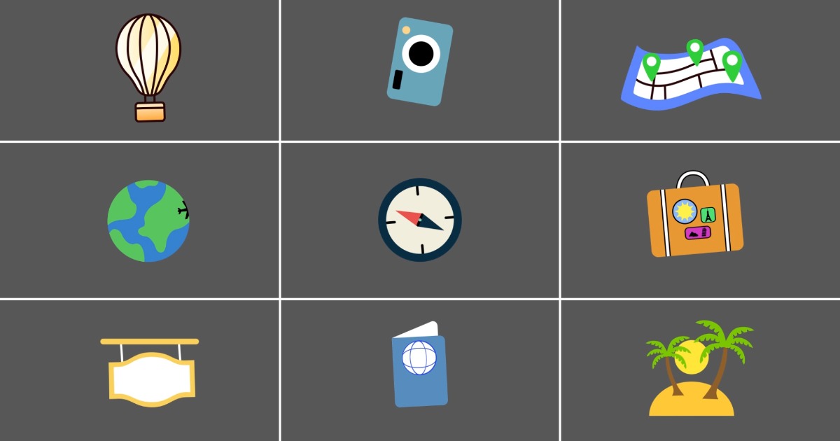Travel Icons And Vacation Elements Pack(07.05.25) | 2D Textures ...