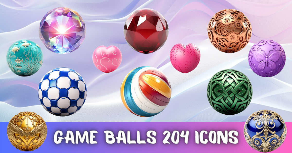 204 of high-quality 2D models featuring various sports balls | 2D Icons ...