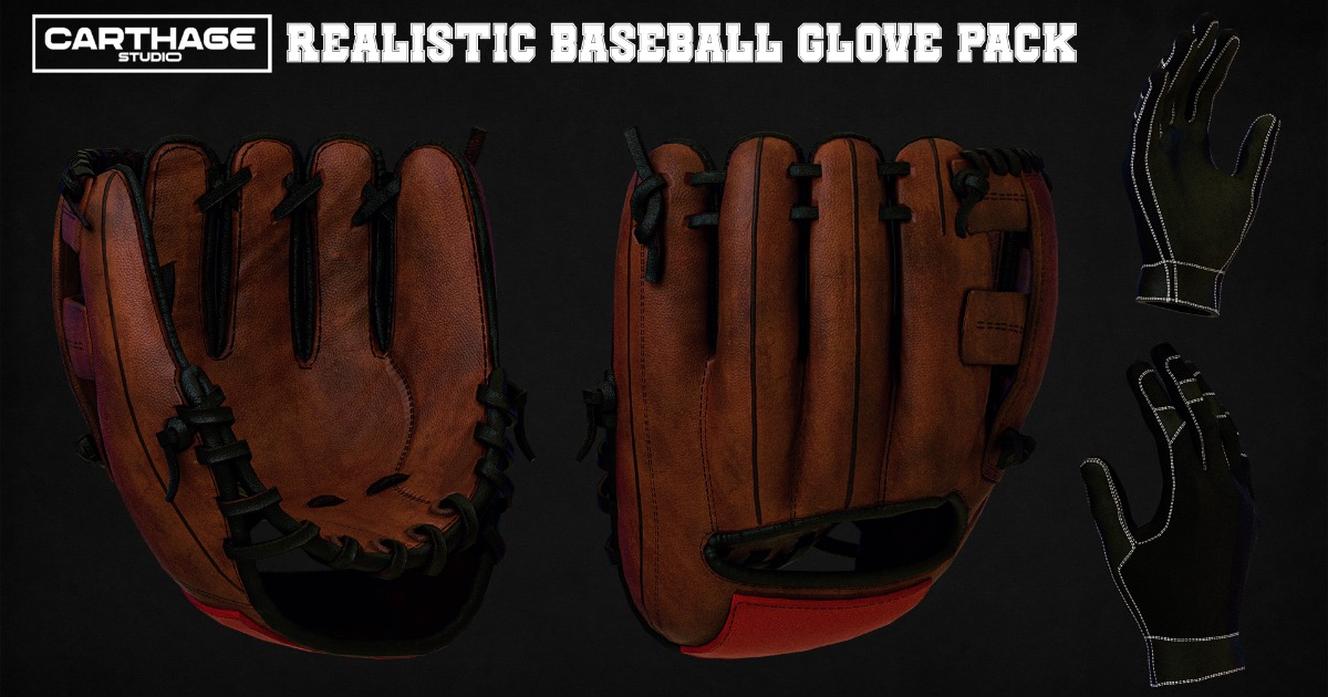 Realistic Baseball Glove Pack – Catcher’s Mitt & Fielding Glove | 3D ...