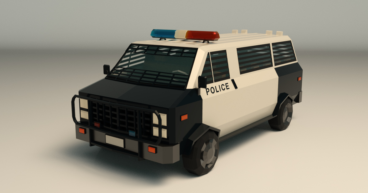 Low Poly Police Van 04 | 3D Land | Unity Asset Store