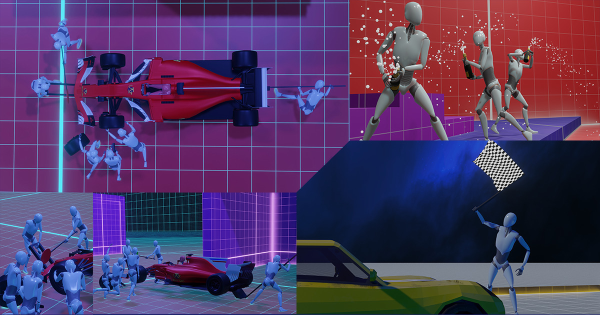 Racing Team animations (Motion Cast#03 Vol.1) | 3D Animations | Unity ...