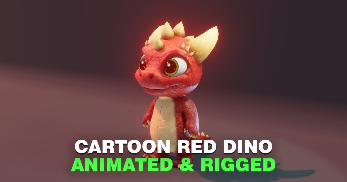 Cartoon Red Dinosaur 3D Model – Animated Character | 3D Animals | Unity ...