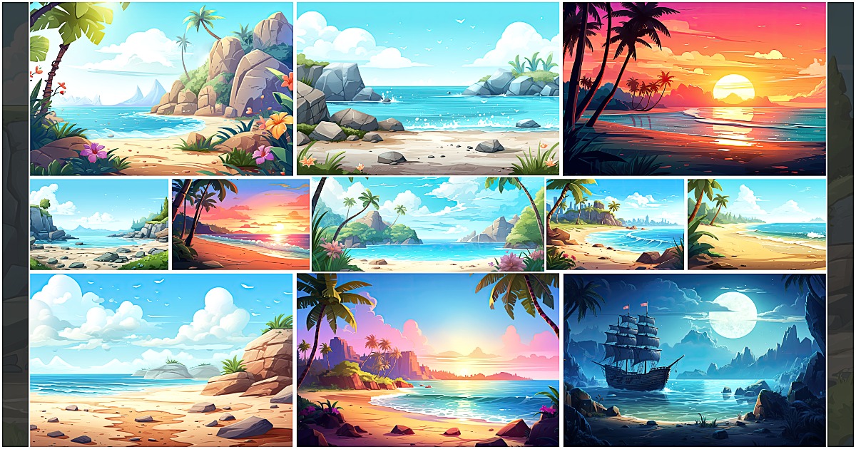 BACKGROUND - Stylized Beach 1 | 2D Environments | Unity Asset Store