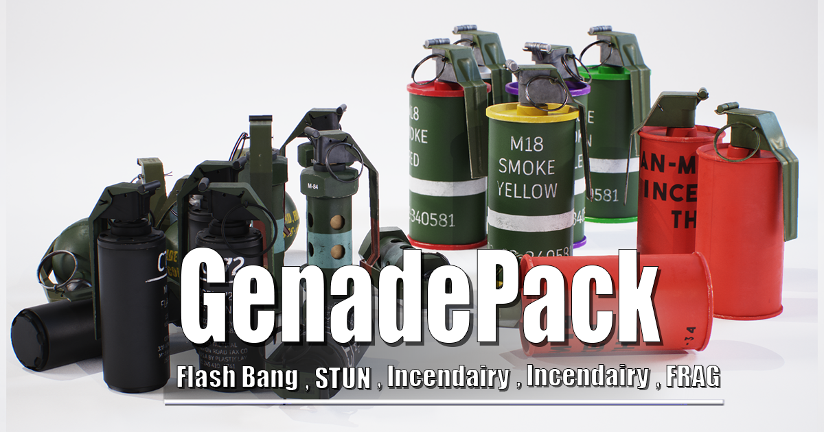 Grenade 5 Pack Bundle | 3D Weapons | Unity Asset Store