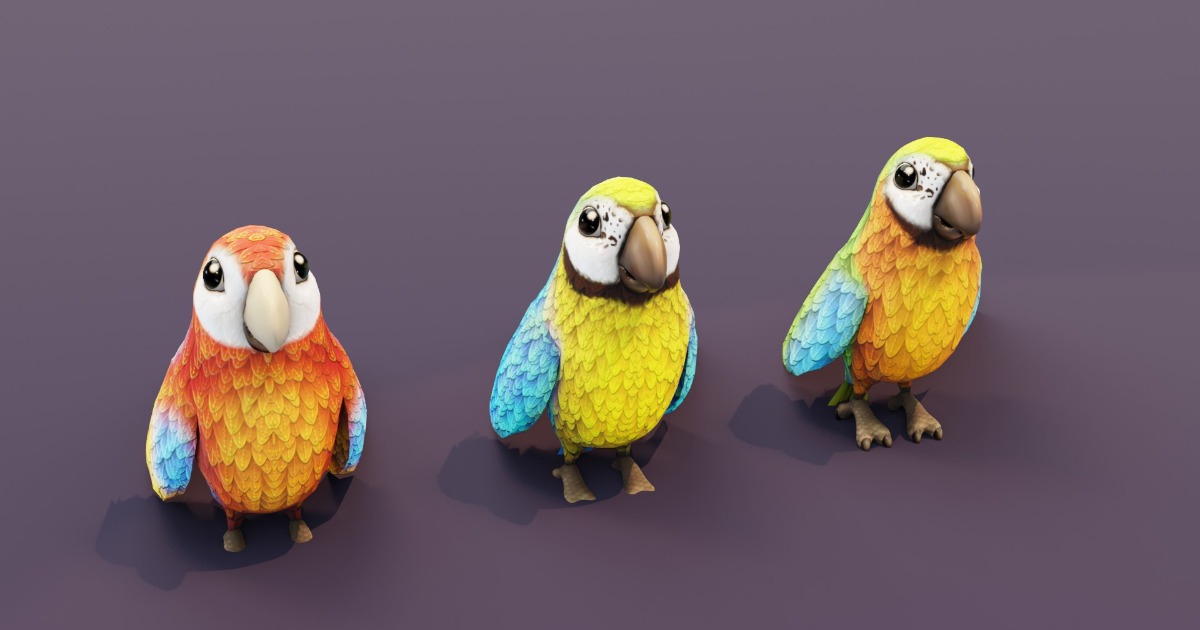 Cartoon Ara Parrot Animated 3D Models Pack | Characters | Unity Asset Store