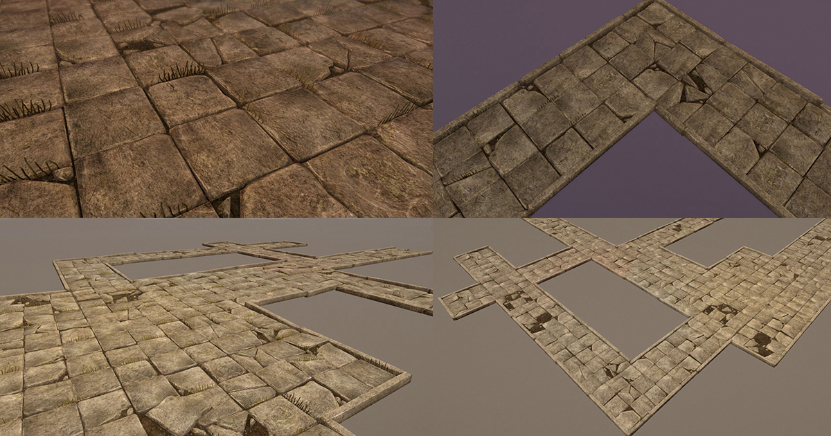 Modular Stone Floor Tiles | 3D Dungeons | Unity Asset Store