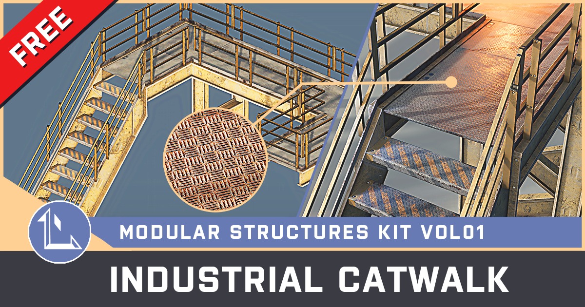 Modular Industrial Catwalk Kit [Free] | 3D Industrial | Unity Asset Store