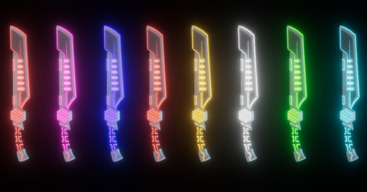 Neon Cyber Weapon Pack - Machete | 3D Weapons | Unity Asset Store