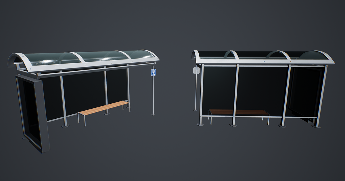Stylized Bus Stop | 3D Exterior | Unity Asset Store