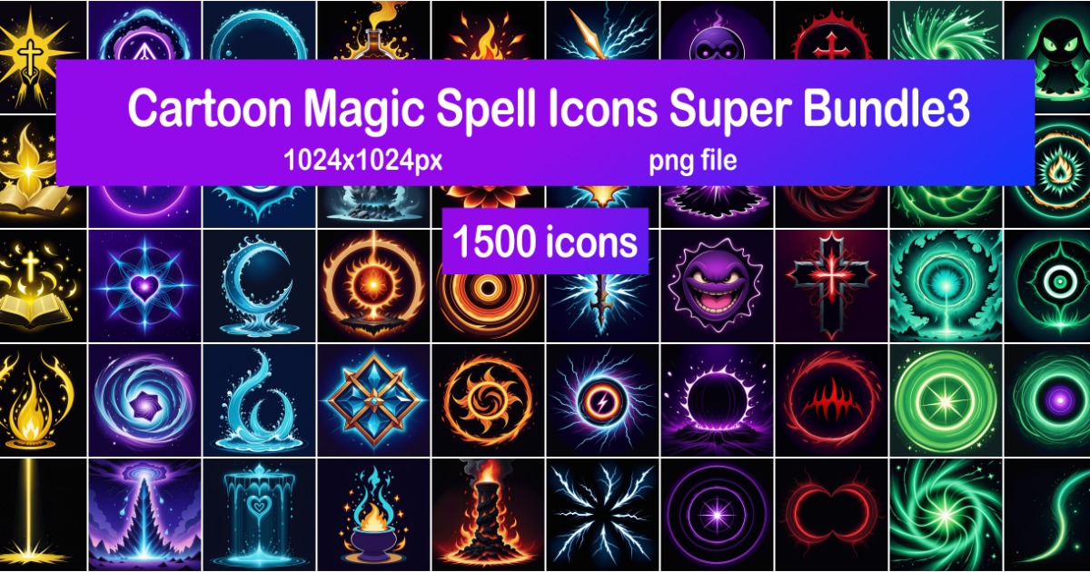 Cartoon Magic Spell Icons Super Bundle3 | 2D Icons | Unity Asset Store