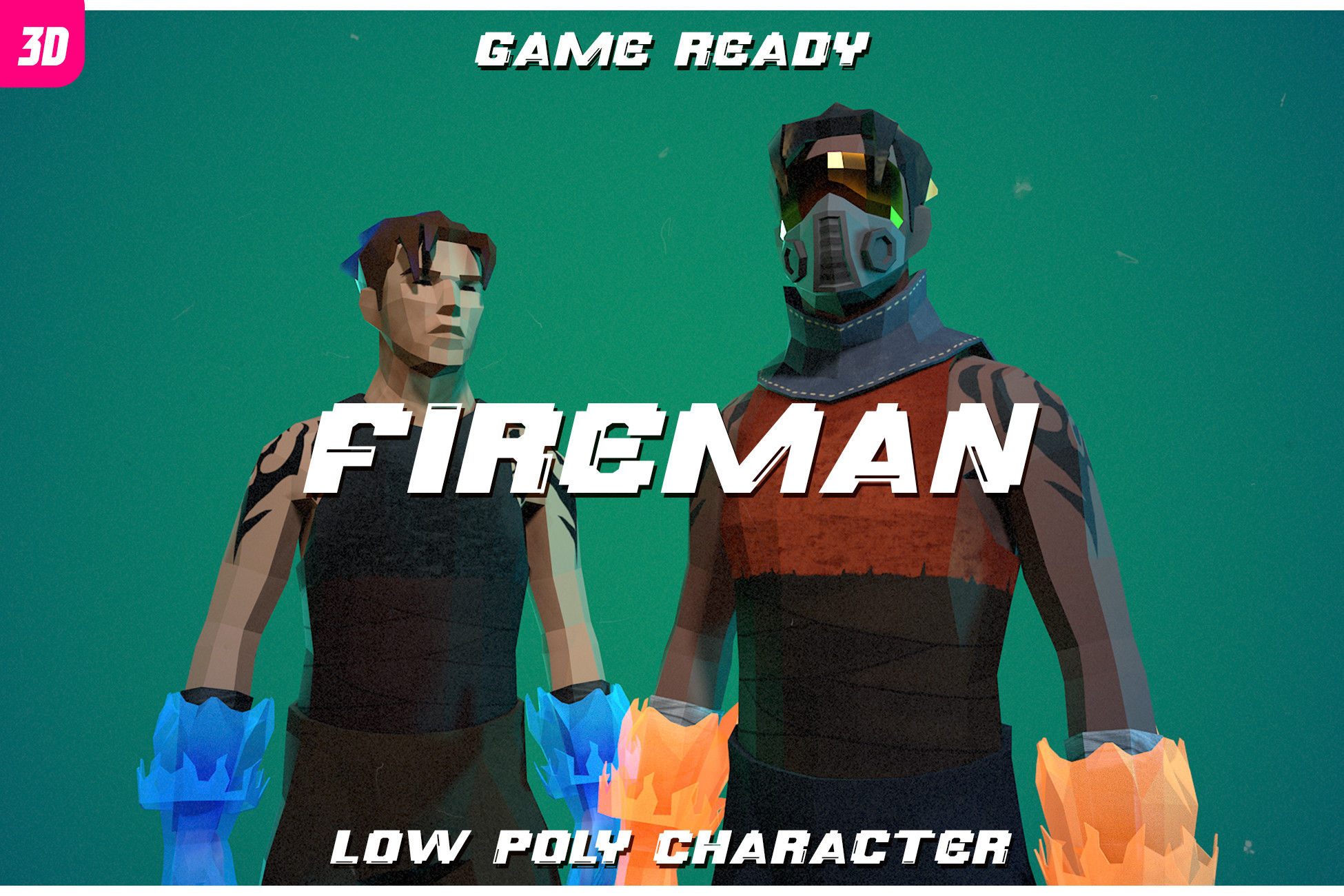 GameReady Fireman Superhero Character - Low Poly 3D Character | 3D ...