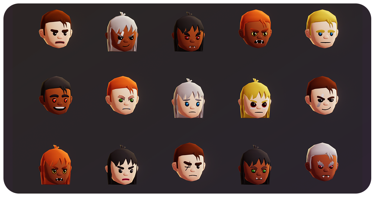 Faces Expansion Pack Cute Series | 3D Humanoids | Unity Asset Store