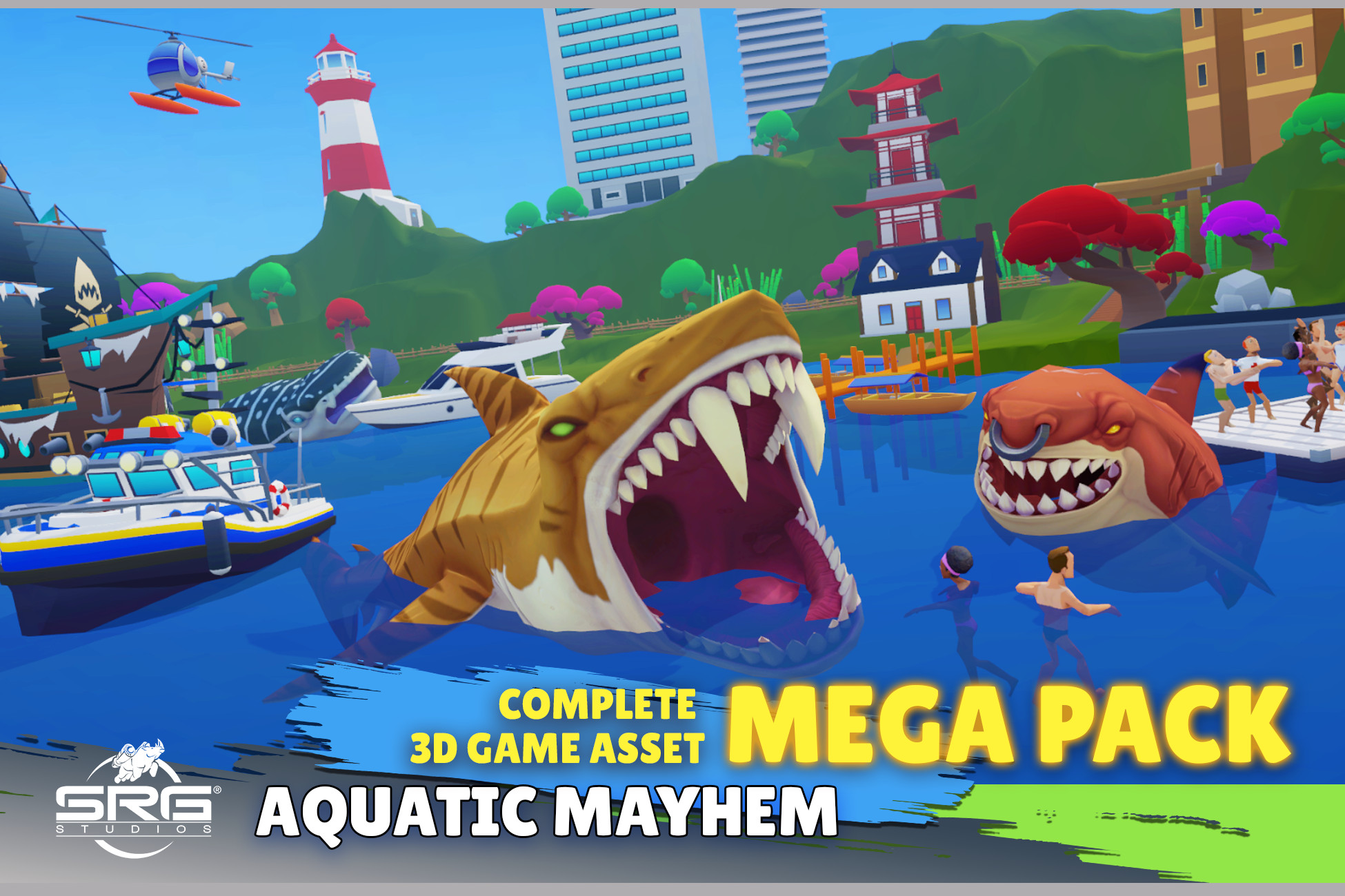 Aquatic Mayhem - Complete 3D Game Assets Mega Pack | 3D Characters ...